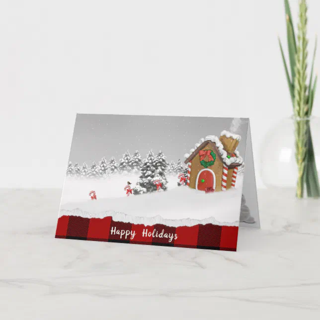 Christmas Gingerbread House in Snow Holiday Card | Zazzle