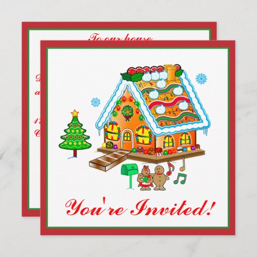 Christmas Gingerbread House Party Invitation | Zazzle