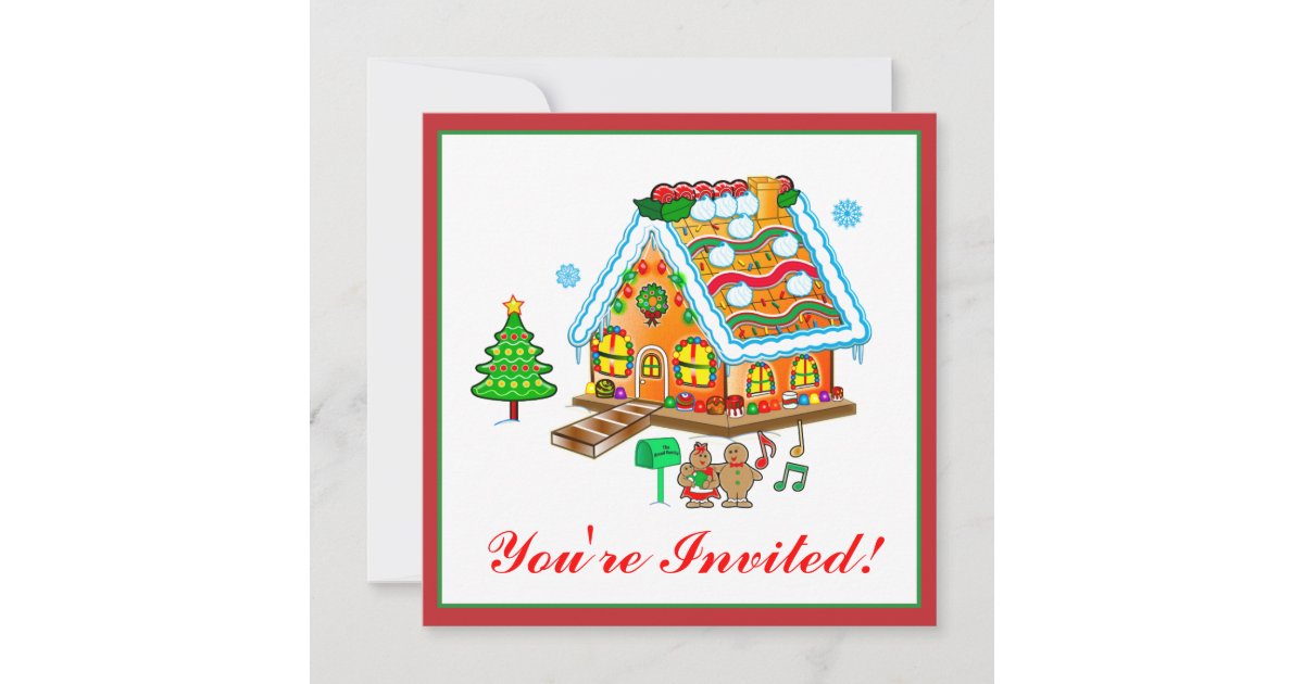 Christmas Gingerbread House Party Invitation | Zazzle