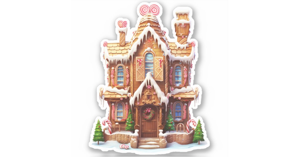 Christmas gingerbread house sticker | Zazzle