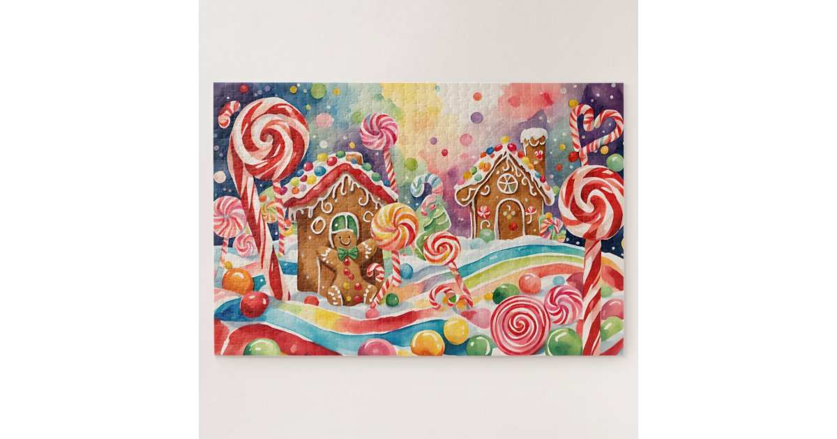 christmas gingerbread houses puzzle | Zazzle