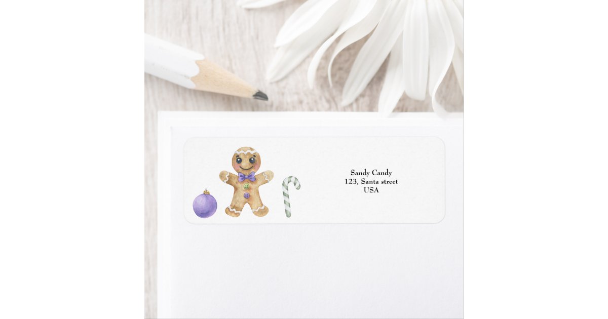 Christmas gingerbread man cookie label | Zazzle