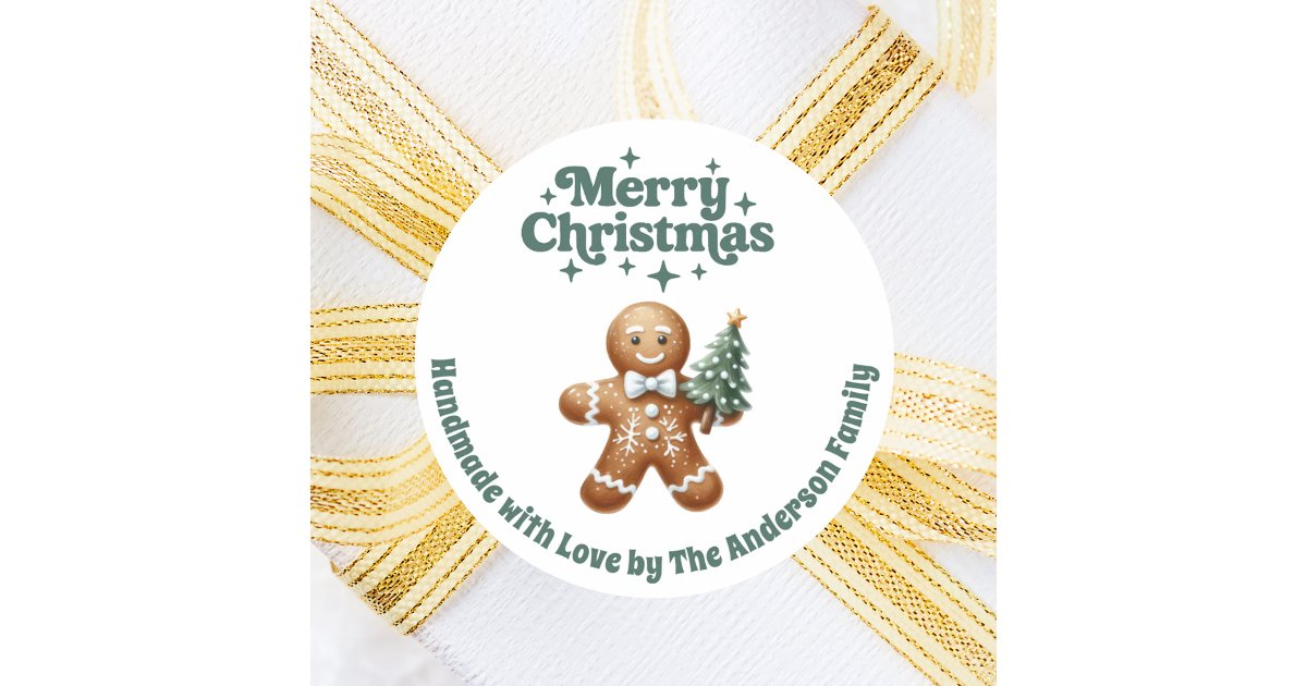 Christmas gingerbread man handmade classic round sticker | Zazzle