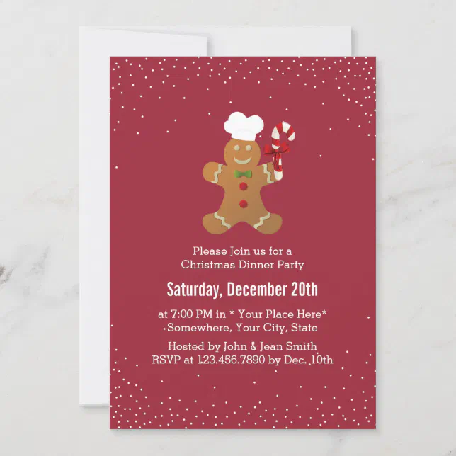 Christmas Gingerbread Man Holiday Dinner Party Invitation | Zazzle