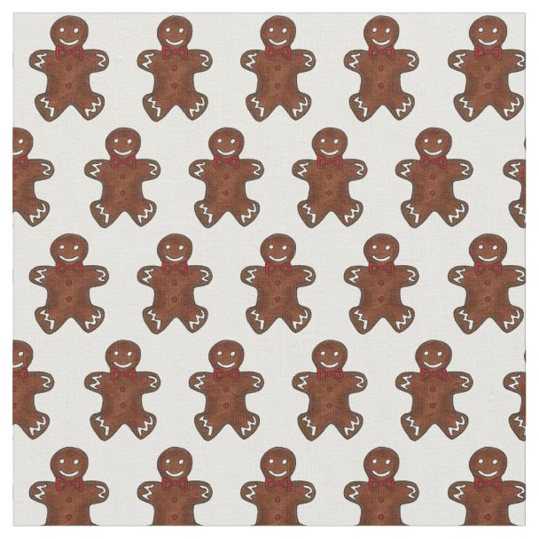 Gingerbread Christmas holiday Cookie Seamless Fabric | Zazzle