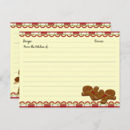 Christmas Gingerbread Recipe Cards | Zazzle