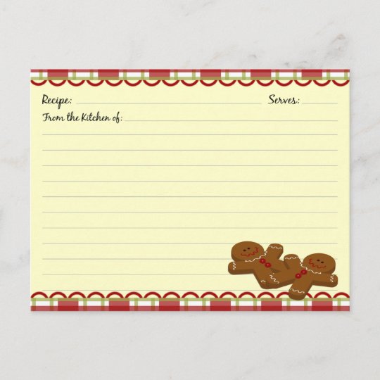 Christmas Gingerbread Recipe Cards | Zazzle.com