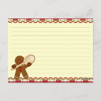 Christmas Gingerbread Recipe Cards | Zazzle