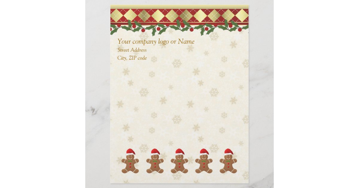 Christmas Gingerbread santa cookies Letterhead | Zazzle