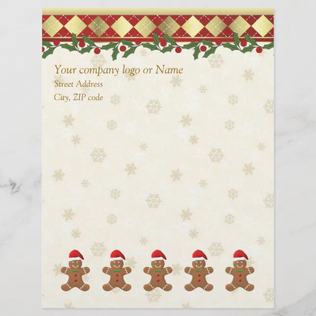 Christmas Gingerbread santa cookies Letterhead | Zazzle