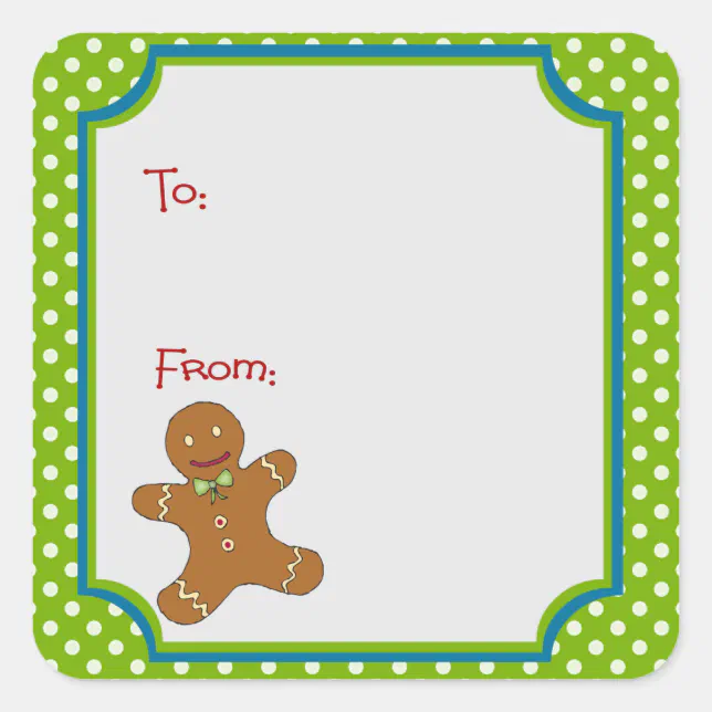 Christmas Gingerbread Sticker Gift Tag | Zazzle