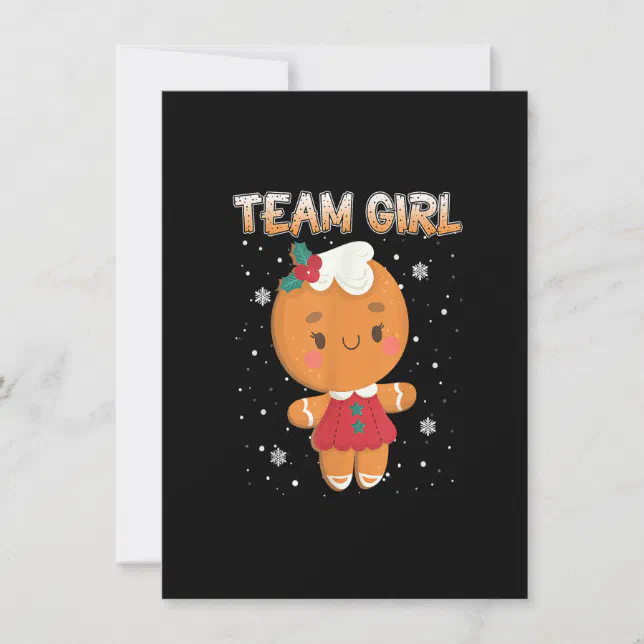 Christmas Gingerbread Team Girl Gender Reveal Shir Invitation | Zazzle