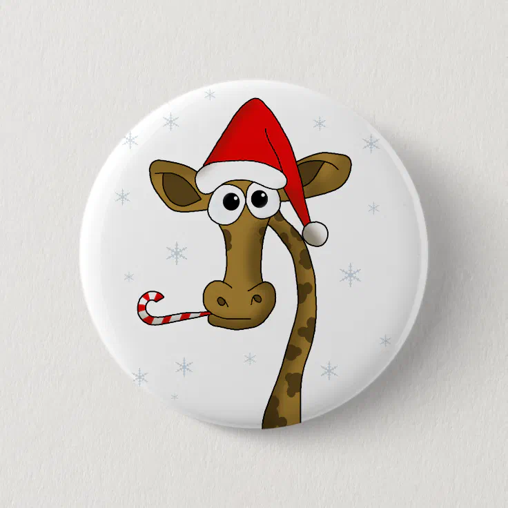 Christmas giraffe button | Zazzle