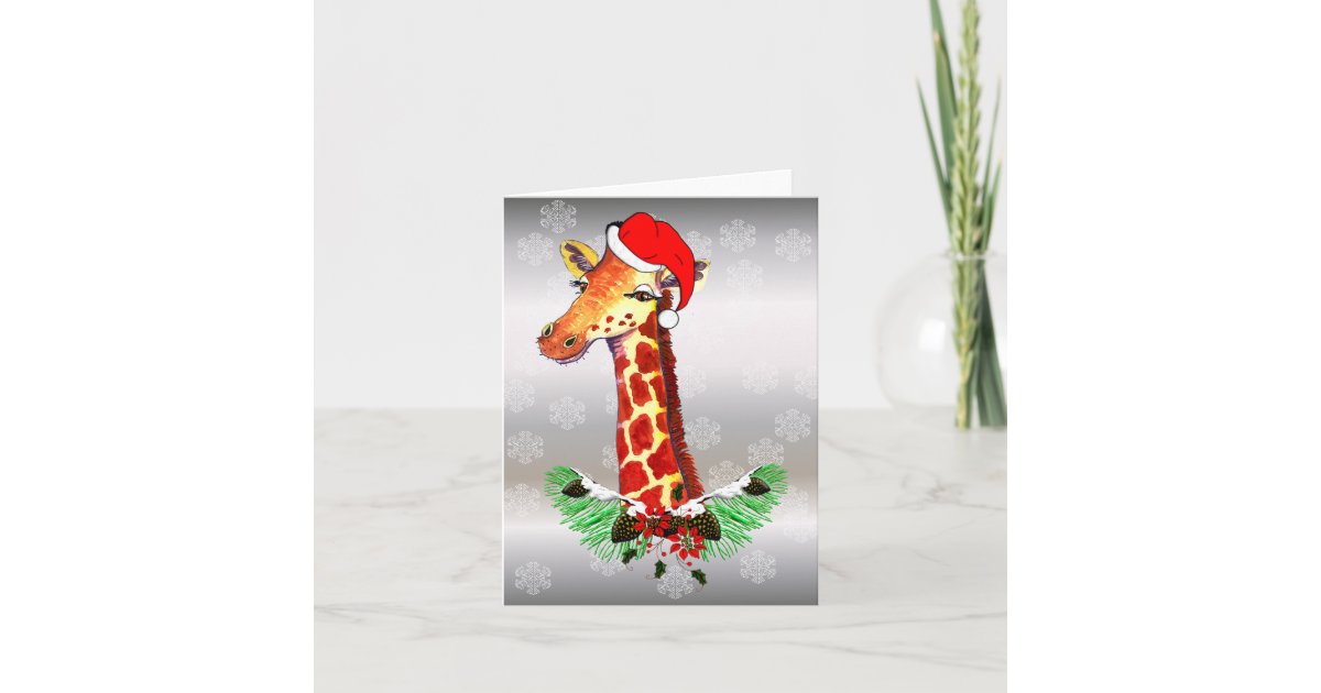Christmas Giraffe Holiday Card | Zazzle