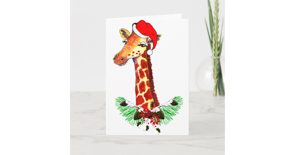 Christmas Giraffe Holiday Card | Zazzle