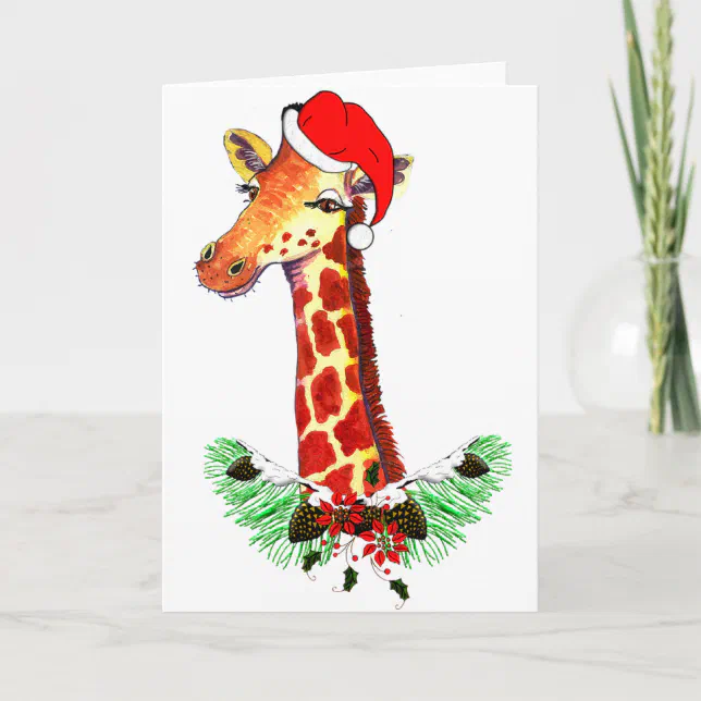 Christmas Giraffe Holiday Card | Zazzle