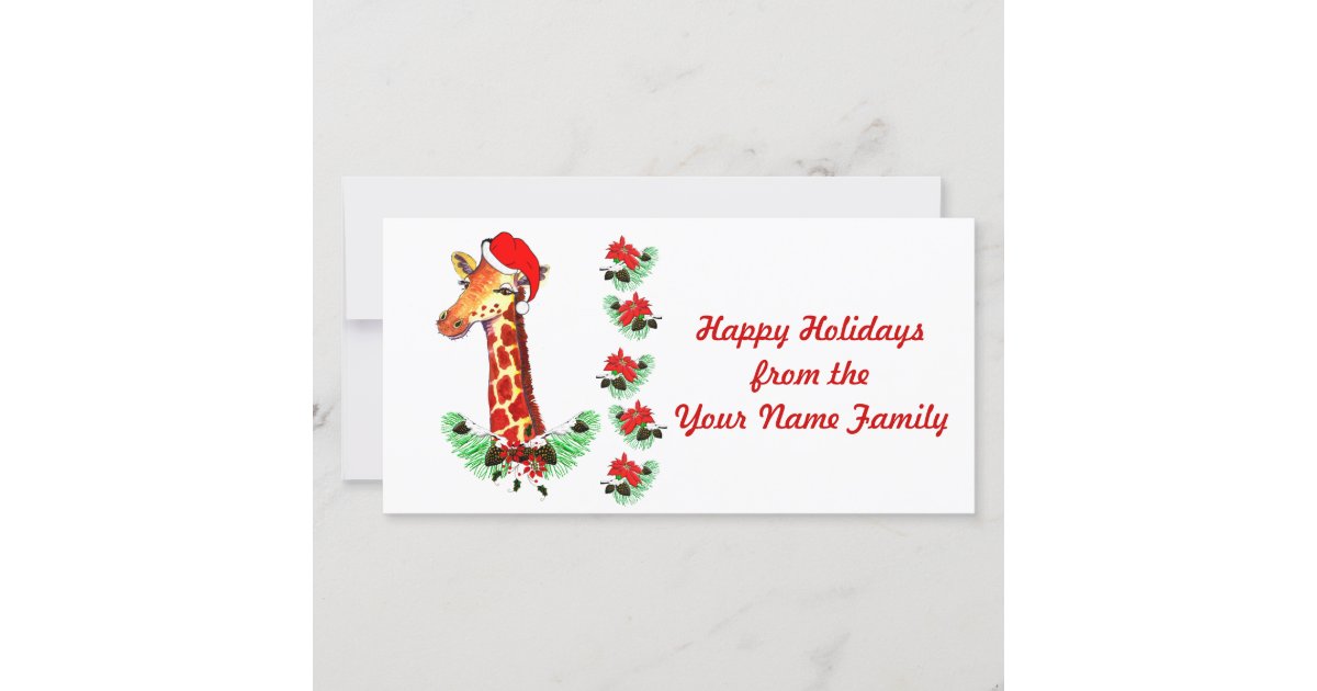 Christmas Giraffe Holiday Card | Zazzle
