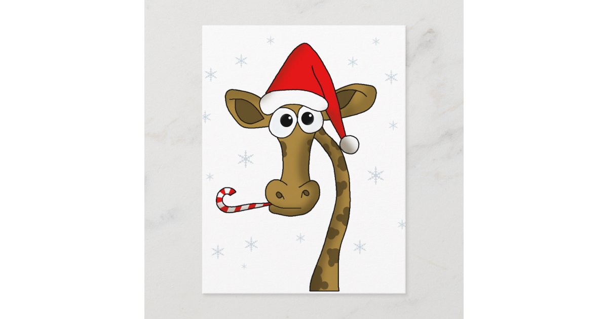 Christmas giraffe holiday postcard | Zazzle