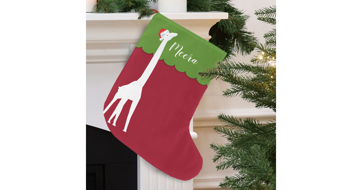 Christmas Giraffe Personalized Large Christmas Stocking | Zazzle