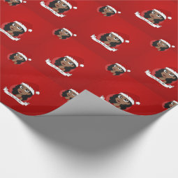 Christmas girl cartoon wrapping paper | Zazzle