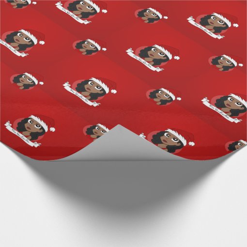 Christmas girl cartoon wrapping paper | Zazzle