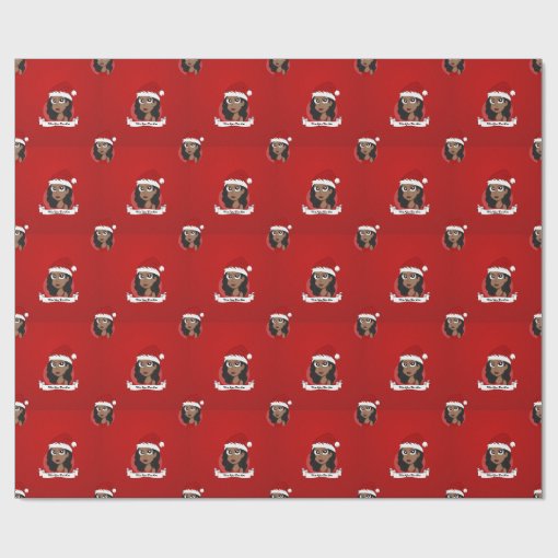 Christmas girl cartoon wrapping paper | Zazzle