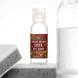 Christmas Glittery Stars Holiday Cheer Custom Text Hand Sanitizer | Zazzle