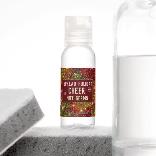 Christmas Glittery Stars Holiday Cheer Custom Text Hand Sanitizer | Zazzle