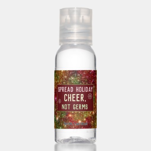 Christmas Glittery Stars Holiday Cheer Custom Text Hand Sanitizer | Zazzle