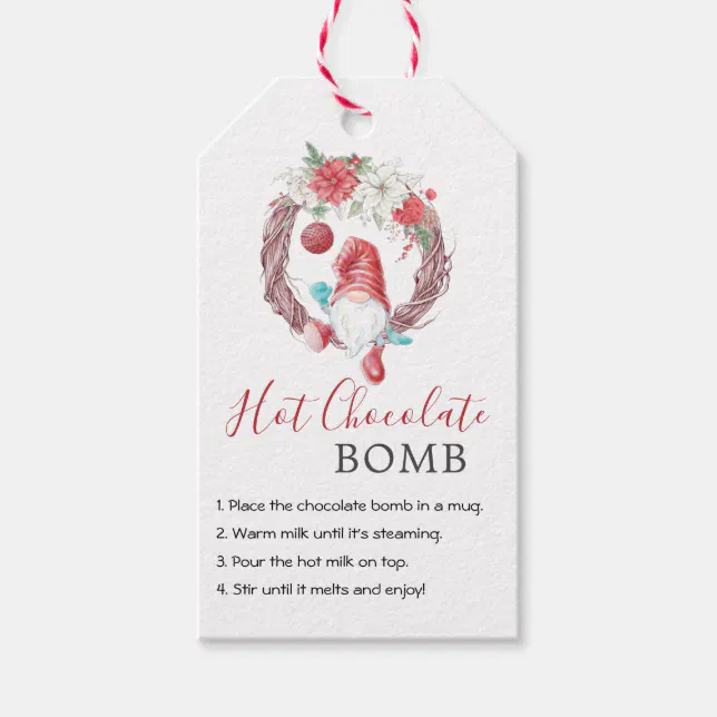 Christmas Gnome Hot chocolate Bomb editable Gift Tags | Zazzle