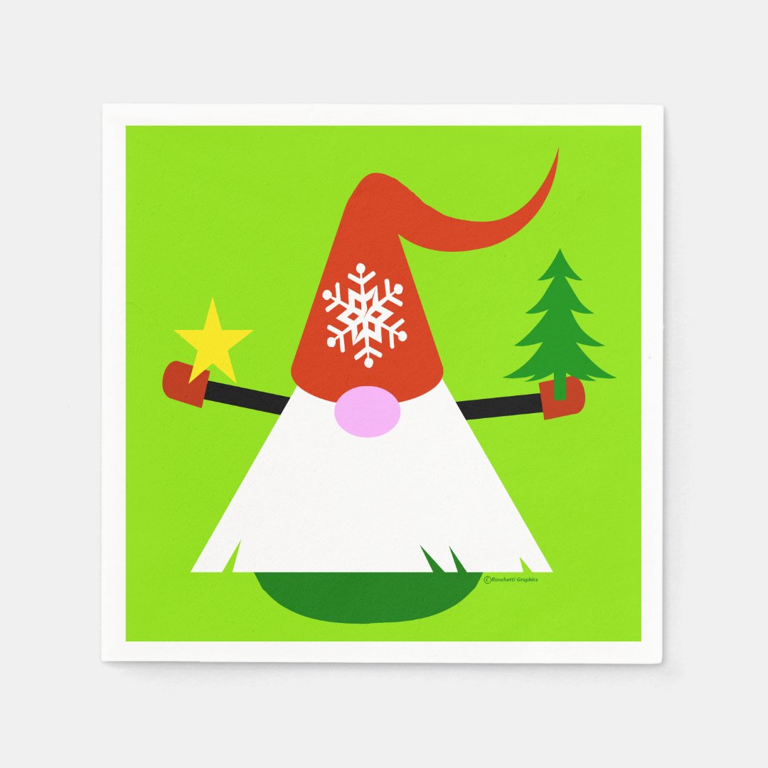 Christmas Gnome Paper Holiday Party Napkins | Zazzle