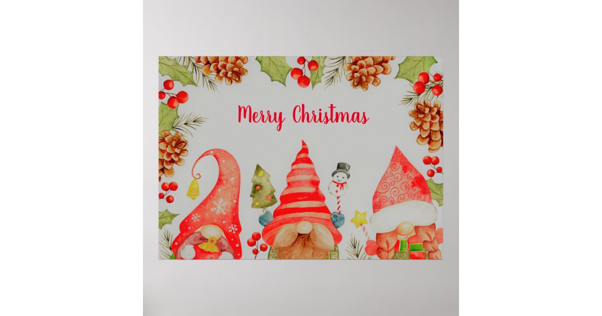 Christmas Gnome Poster | Zazzle