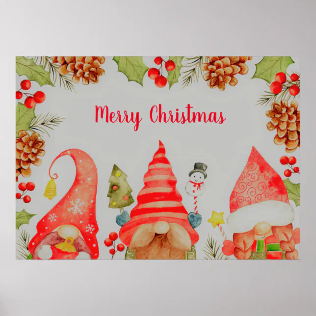 Christmas Gnome Poster | Zazzle