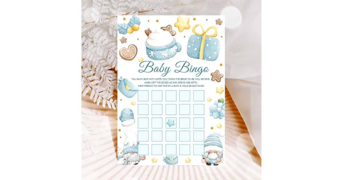 Christmas Gnomes Baby Shower Bingo Games Card | Zazzle
