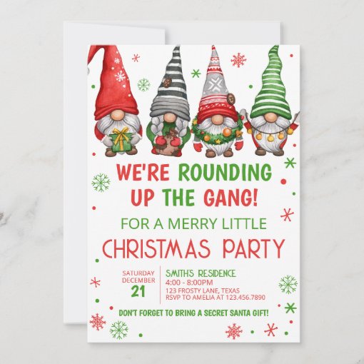 Christmas Gnomes Fun Christmas Party Invitation | Zazzle