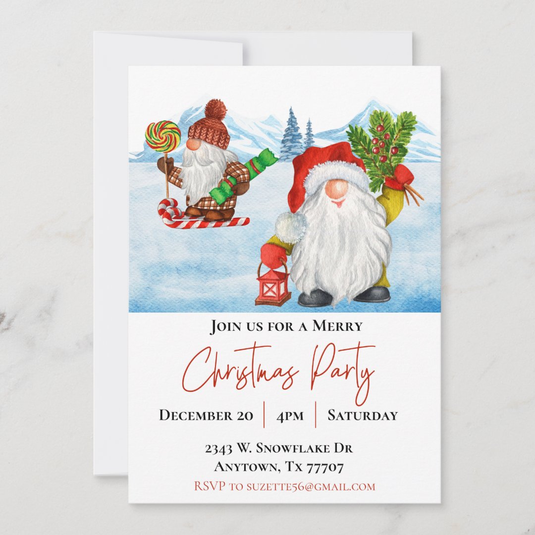 Christmas Gnomes Merry party Invitation | Zazzle