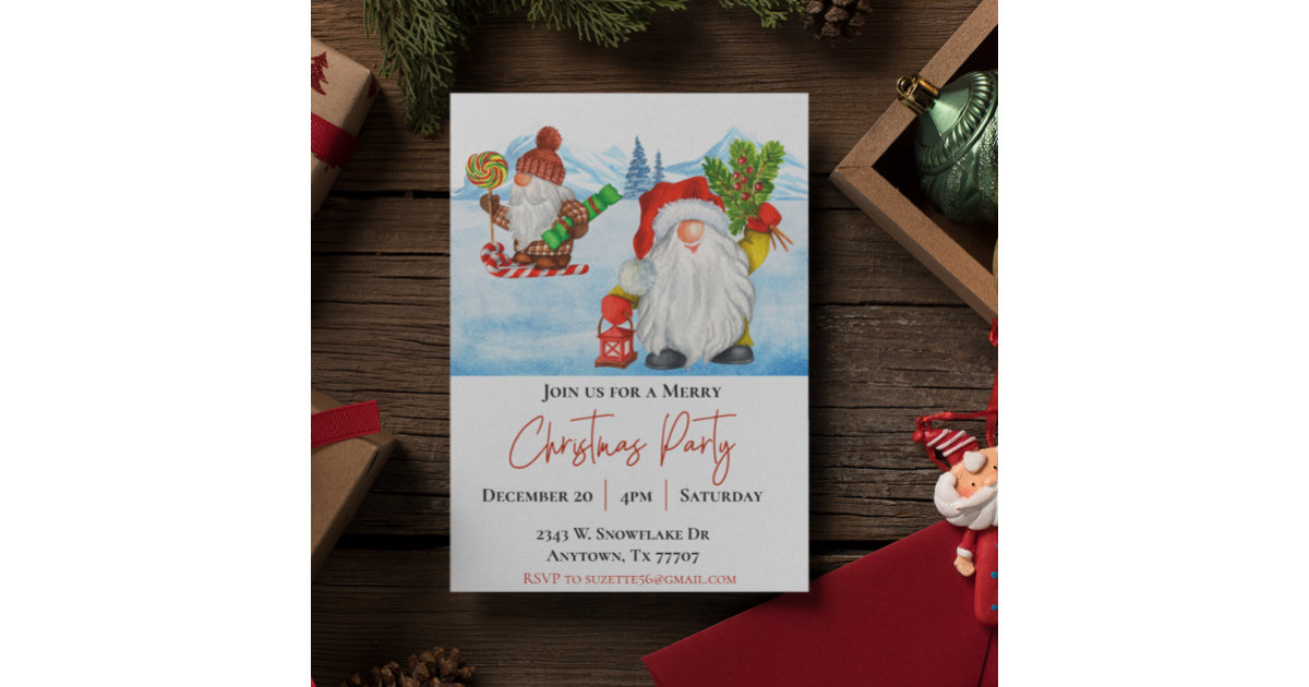 Christmas Gnomes Merry party Invitation | Zazzle