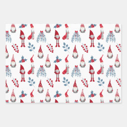 Christmas Gnomes Woodland Wrapping Paper Sheets | Zazzle