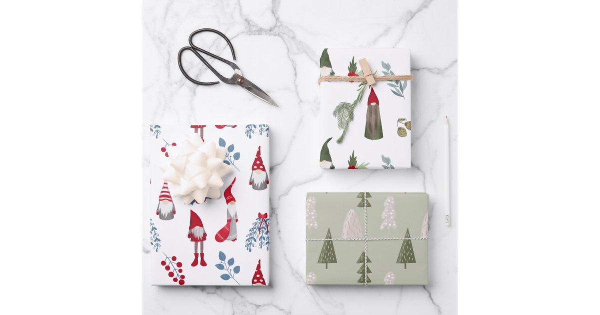 Christmas Gnomes Woodland Wrapping Paper Sheets | Zazzle