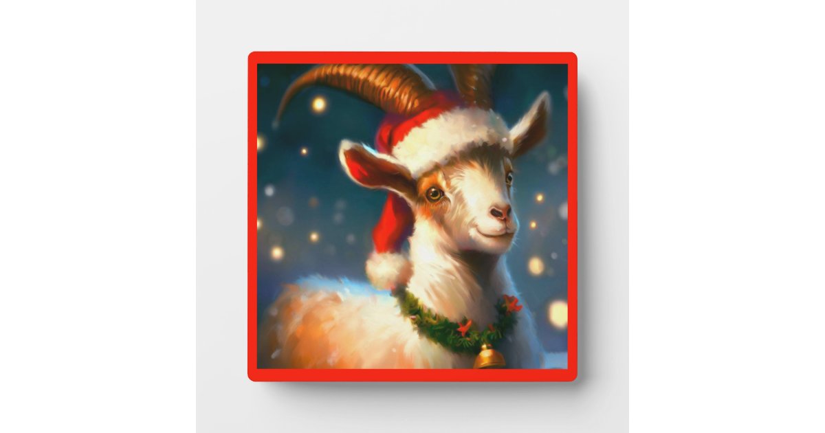 Christmas Goat 2 Plaque | Zazzle