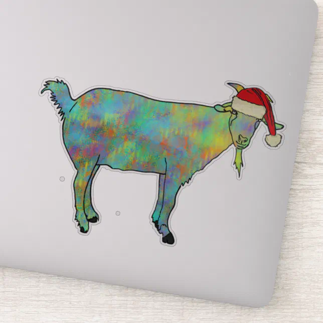 Christmas Goat Colorful Sticker | Zazzle