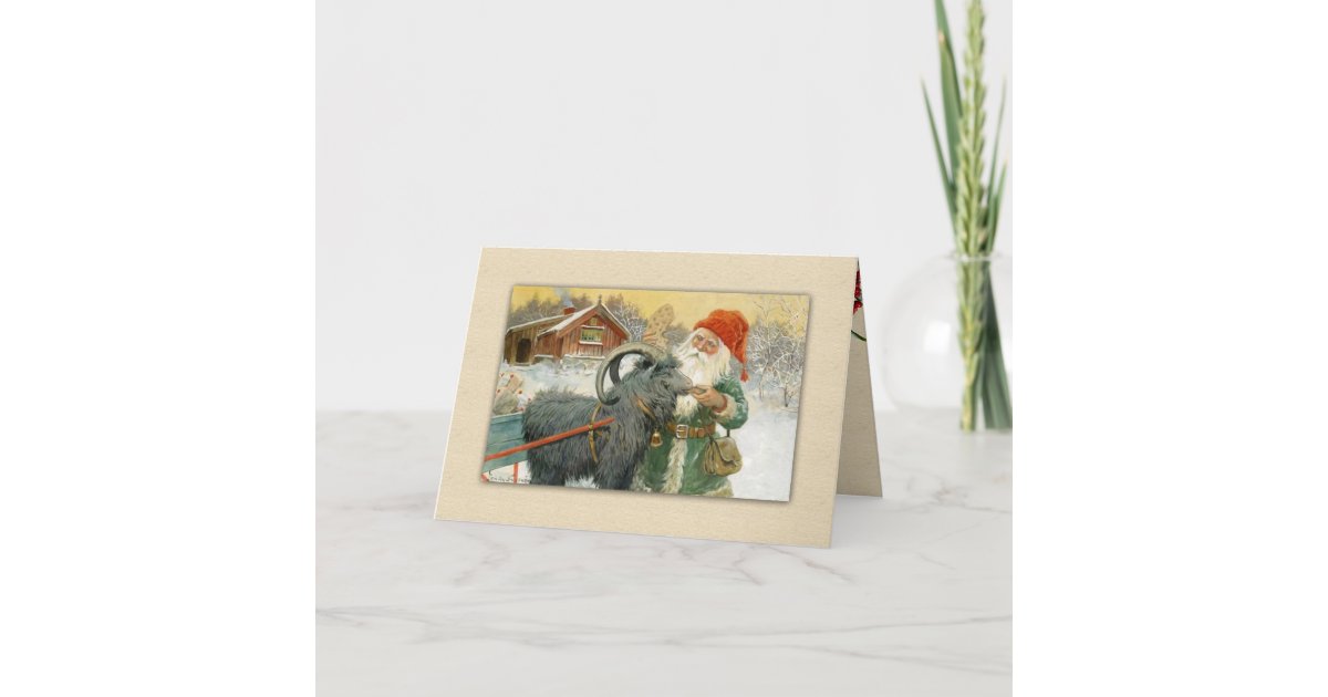 Christmas Goat God Jul Julbocken and Cookie Holiday Card | Zazzle