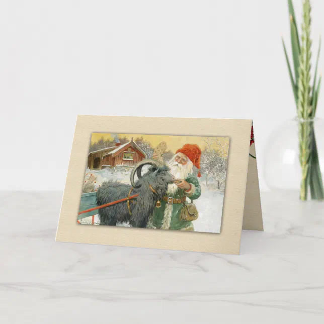Christmas Goat God Jul Julbocken and Cookie Holiday Card | Zazzle