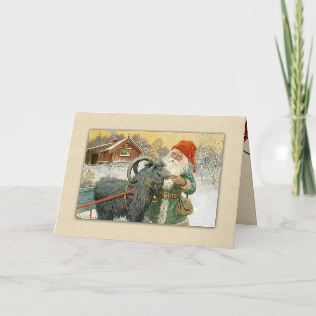 Christmas Goat God Jul Julbocken and Cookie Holiday Card | Zazzle
