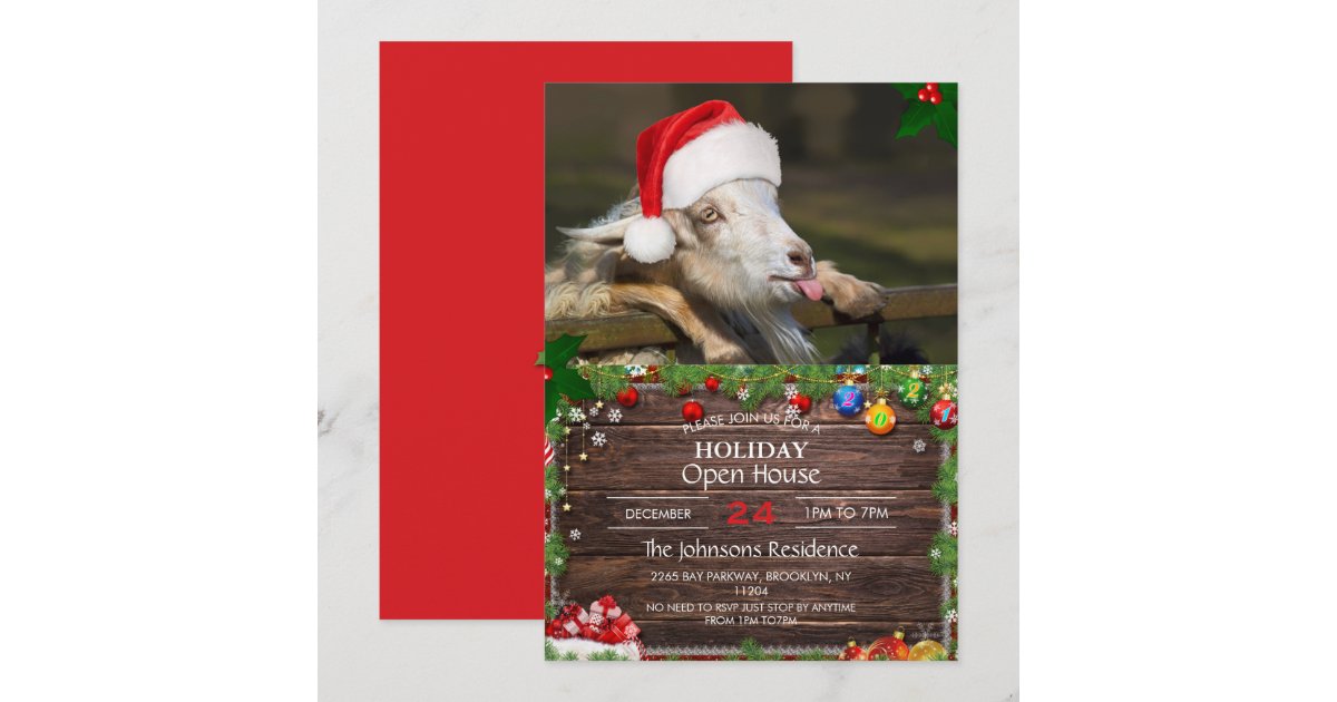 Christmas Goat Invitation | Zazzle