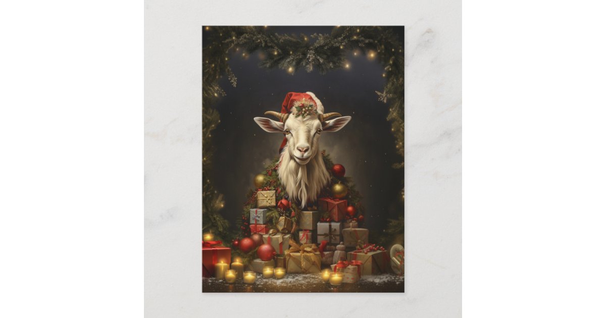 Christmas Goat Santa Claus Postcard | Zazzle