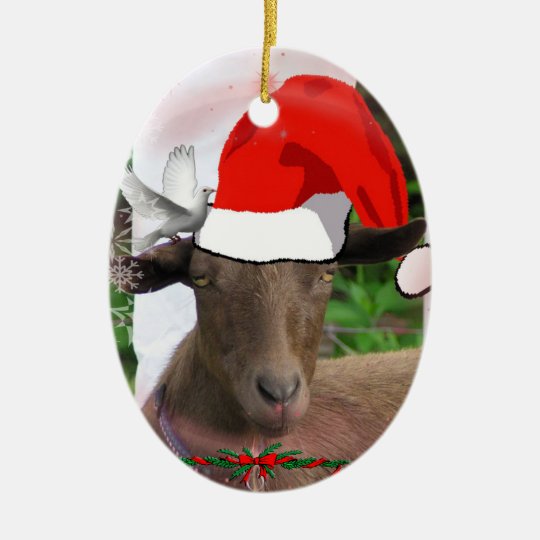 CHRISTMAS GOAT SANTA HAT ORNAMENT | Zazzle.com