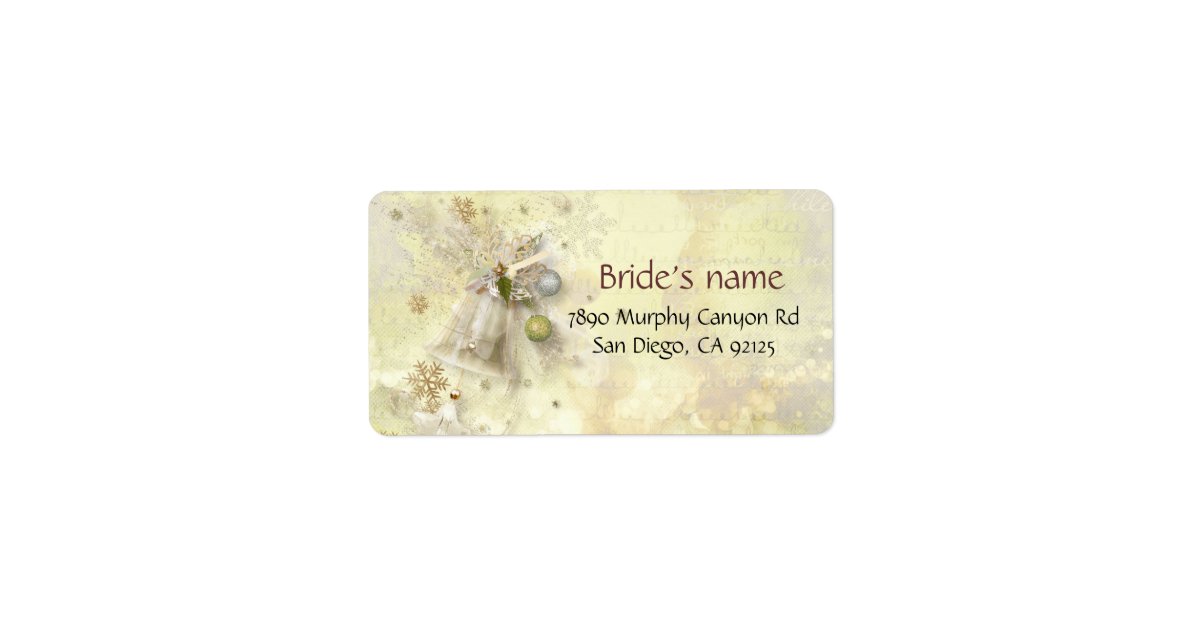 Christmas Gold Bell Address Label | Zazzle