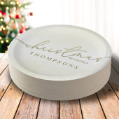 Christmas Gold Calligraphy Script Modern Blessings Paper Plates | Zazzle