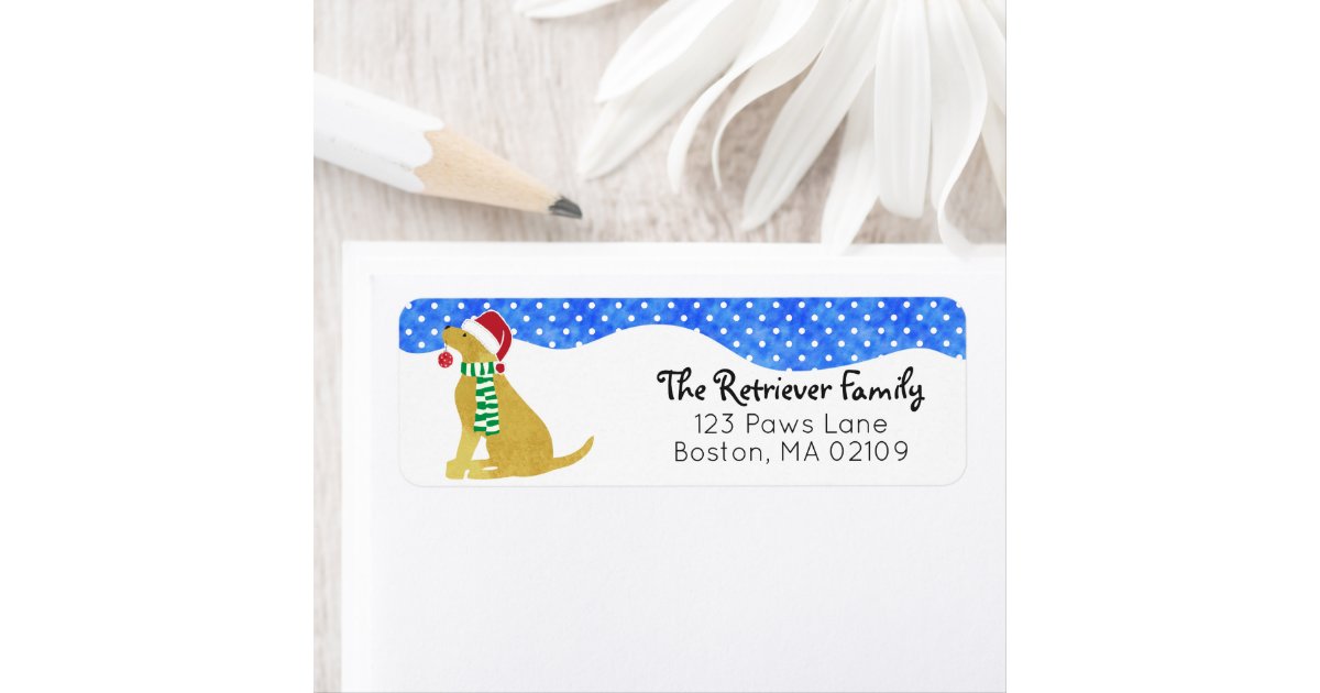 Christmas Golden Retriever Holiday Dog Label | Zazzle